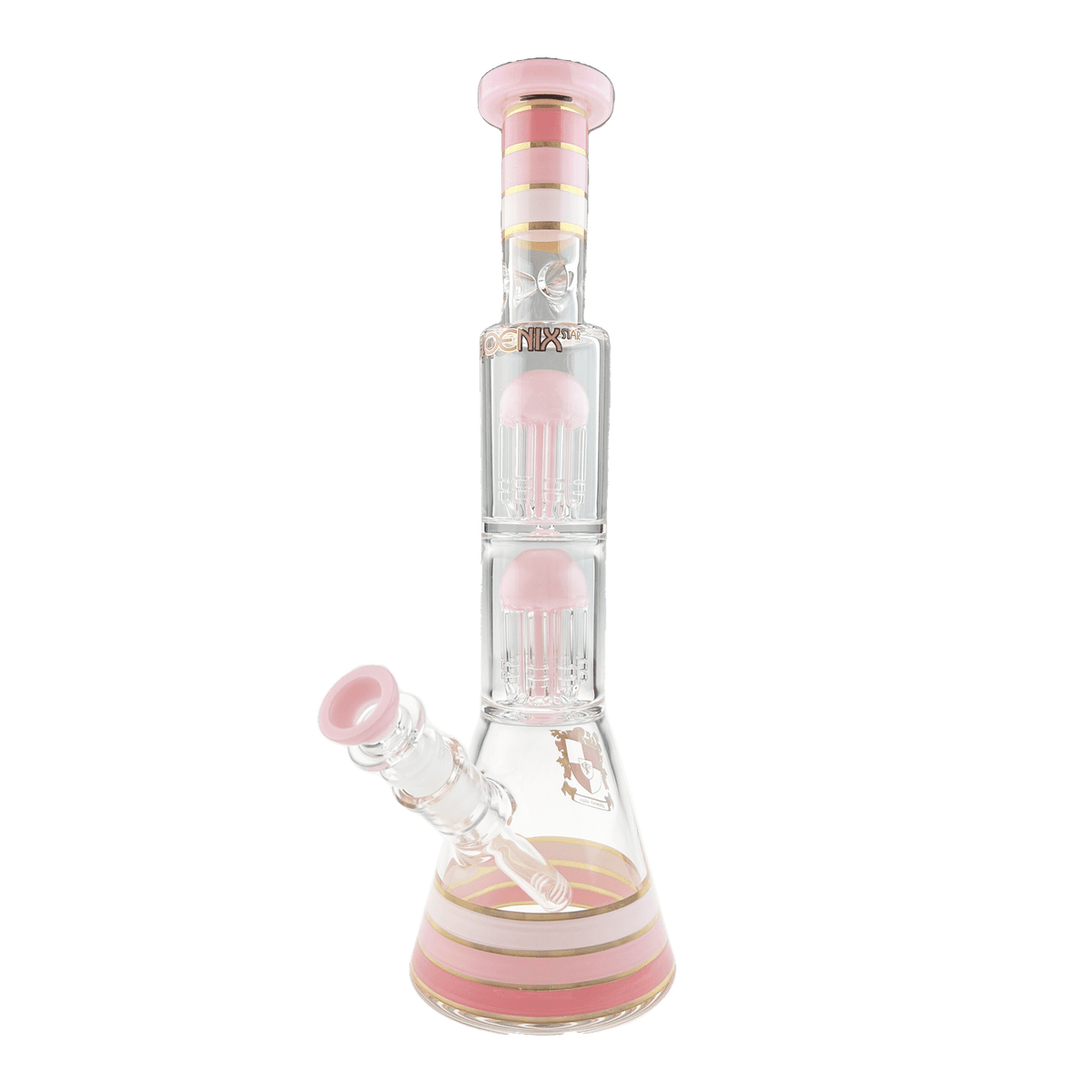 13" Phoenix Double Tree Beaker w/ Color & Gold Line – Groovy Glassware